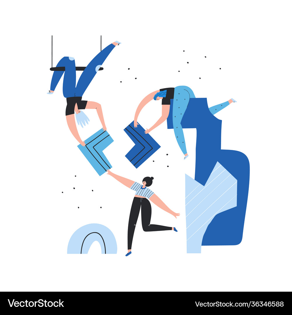 Team work mutual aid flat Royalty Free Vector Image