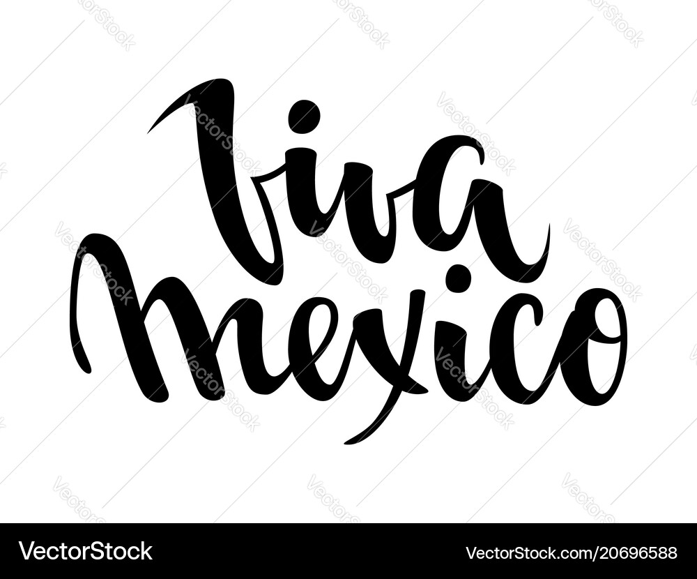 Viva mexico hand drawn lettering phrase isolated Vector Image