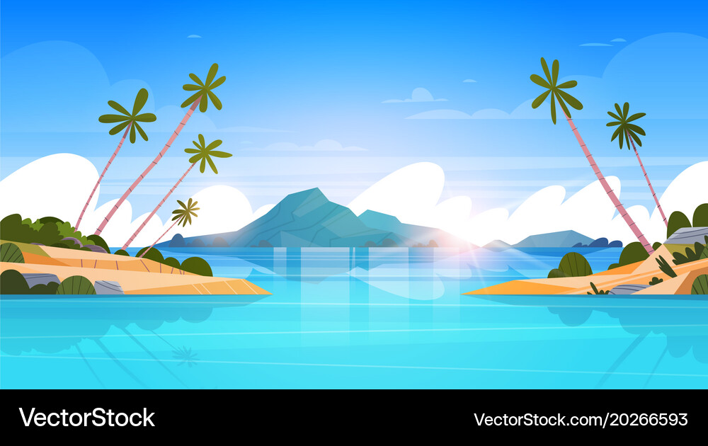 Beautiful seaside landscape summer beach Vector Image