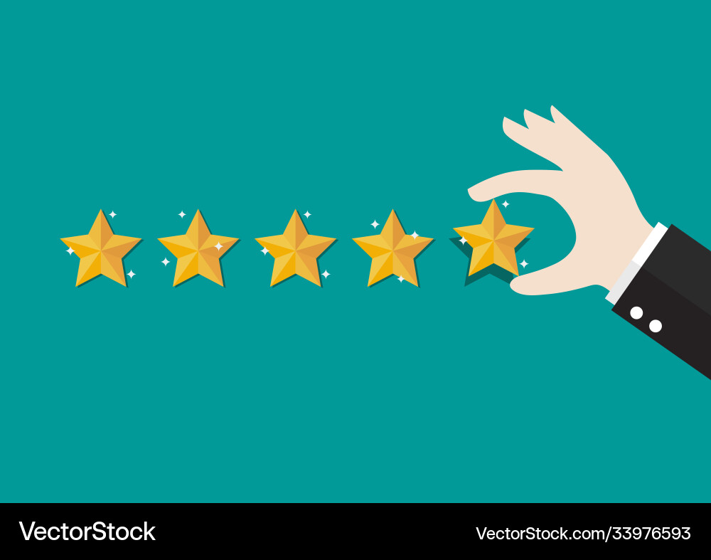Businessman hand giving five star rating Vector Image