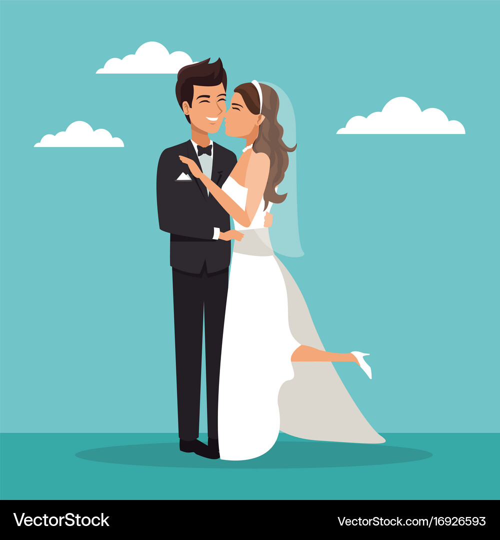 Color sky landscape background with newly married Vector Image