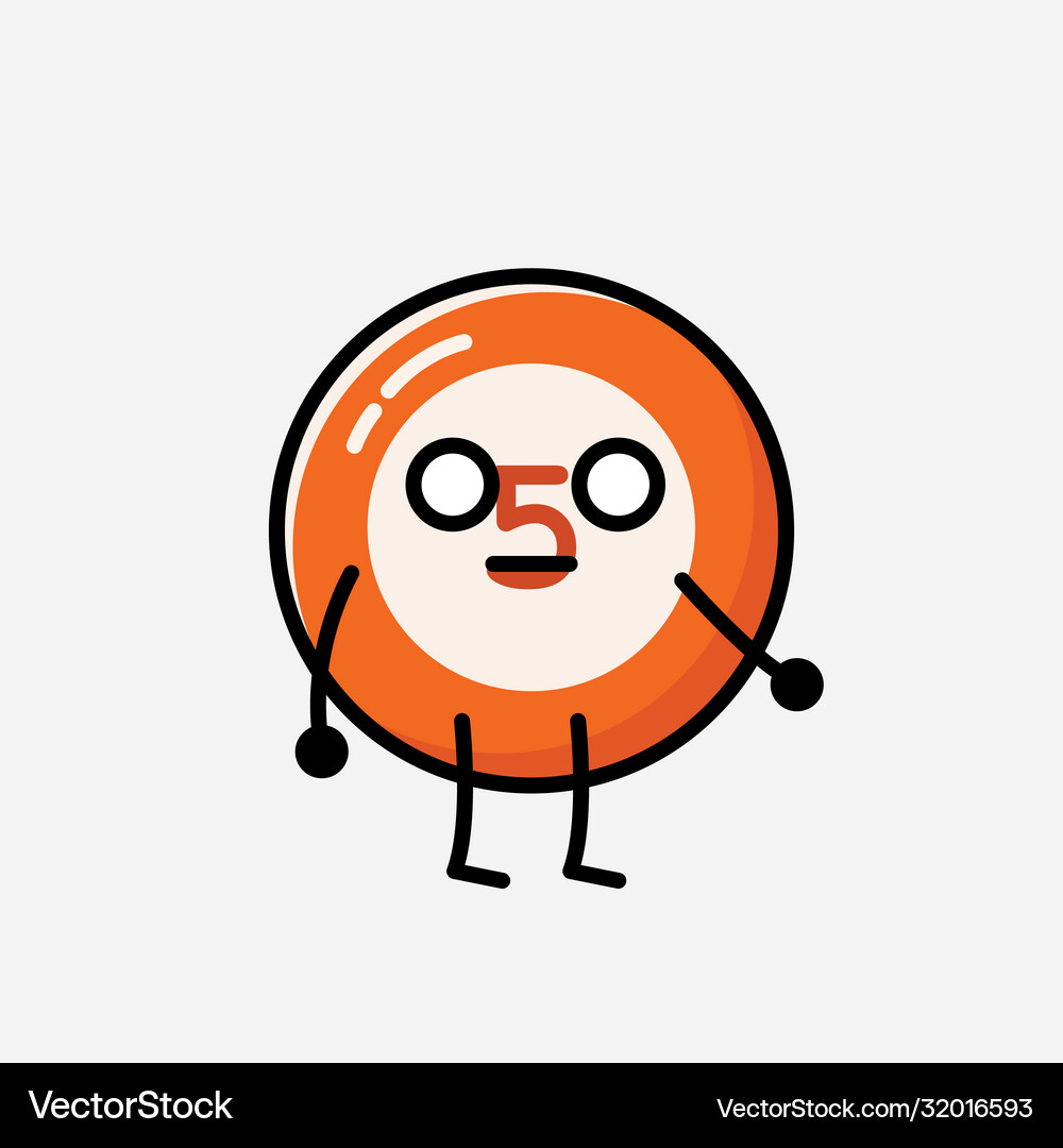 Cute billiard ball mascot character in flat Vector Image