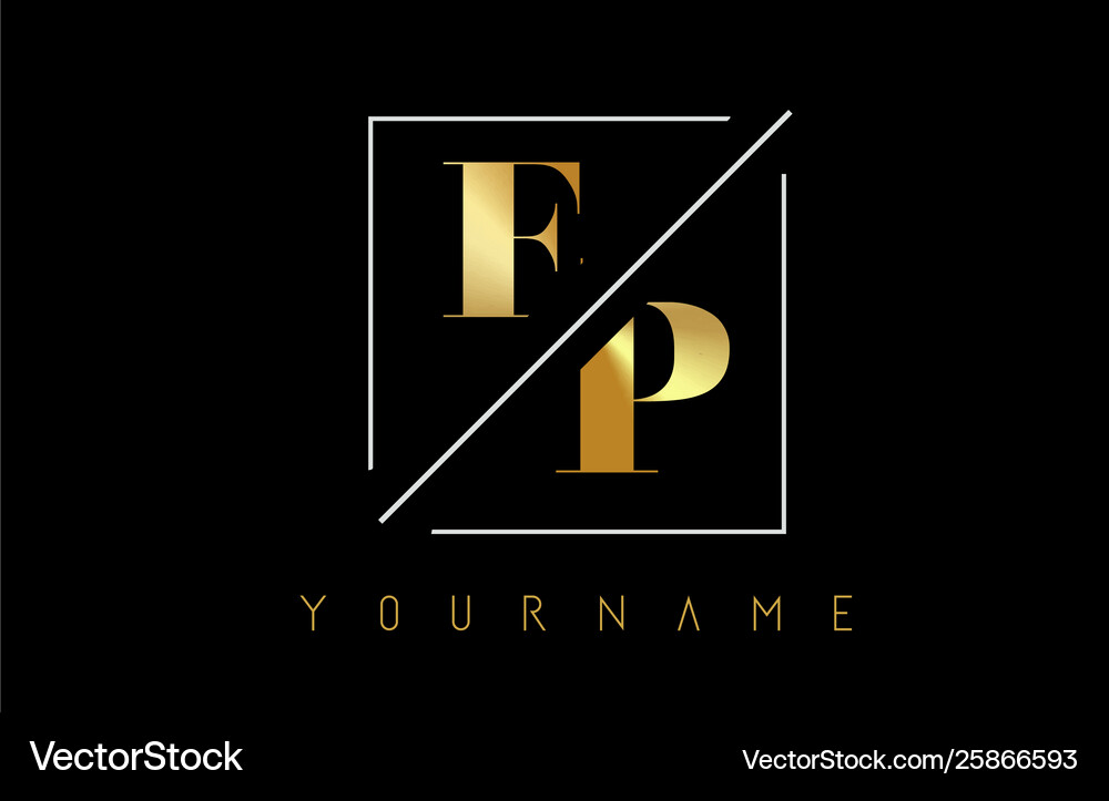 Ep golden letter logo with cutted and intersected Vector Image