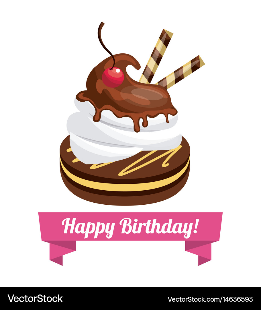 Happy birthday sweet dessert celebration Vector Image