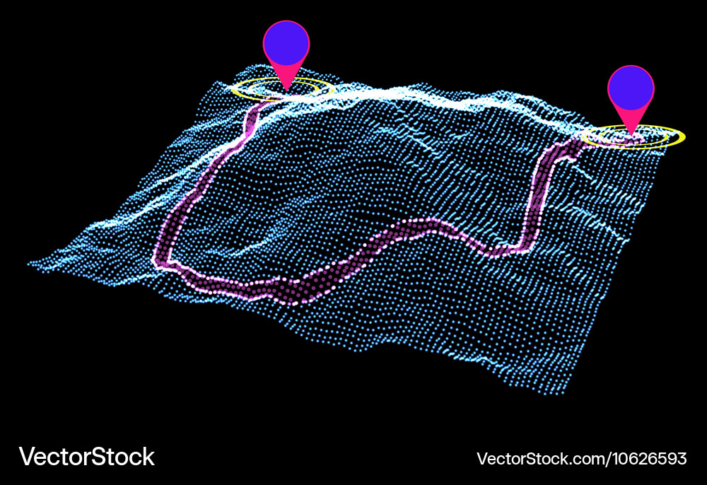 Map marker pointer with dots road Royalty Free Vector Image