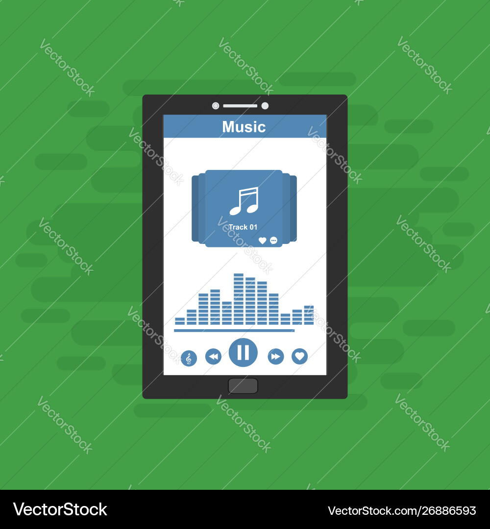 Media player application app template with flat Vector Image