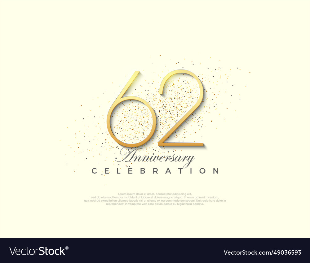 Simple number 62nd anniversary premium Royalty Free Vector