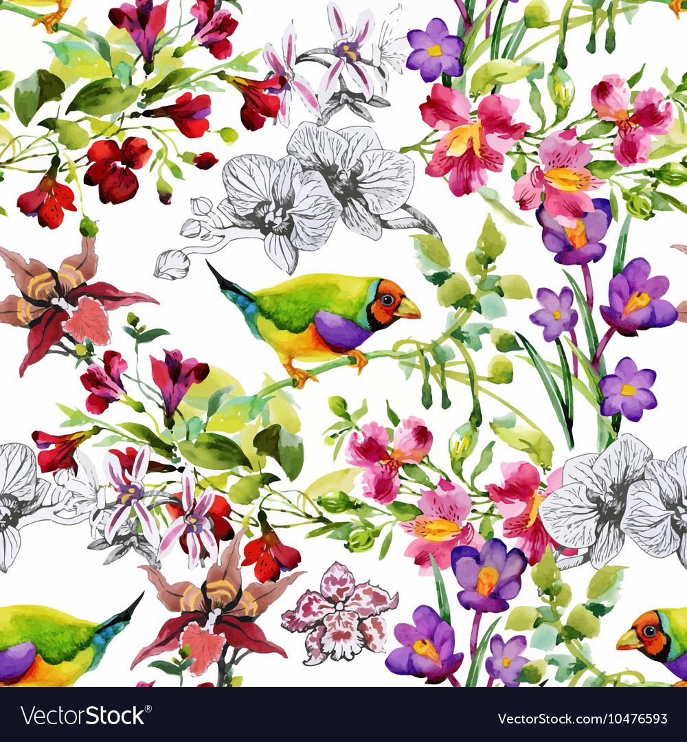 Watercolor hand drawn seamless pattern Royalty Free Vector