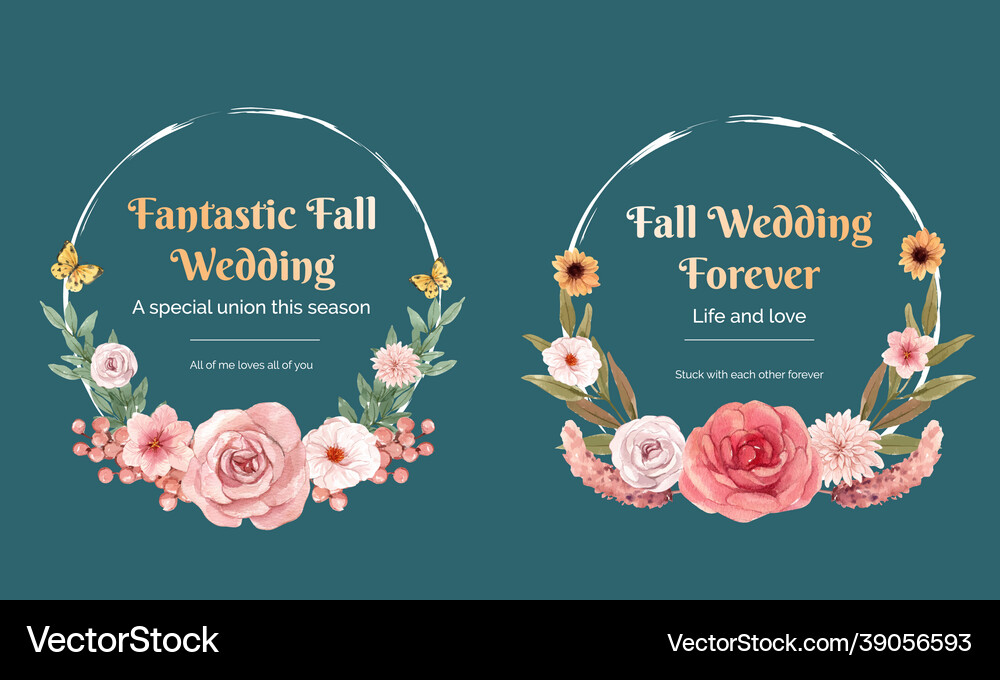 Wreath template with wedding autumn Royalty Free Vector
