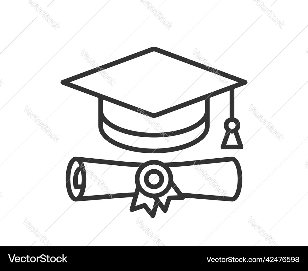 Education icon college cap or graduate hat Vector Image