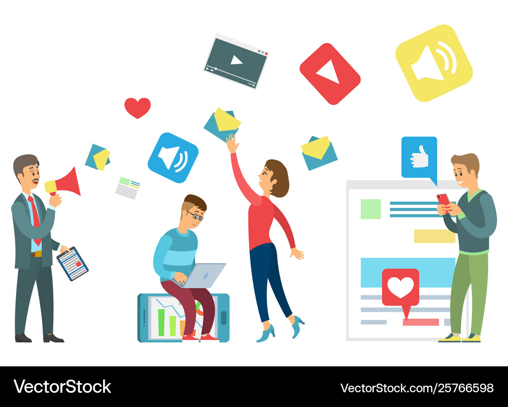 Entertainment website with messaging and video Vector Image