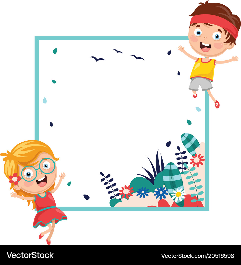 Kids holding spring banner Royalty Free Vector Image
