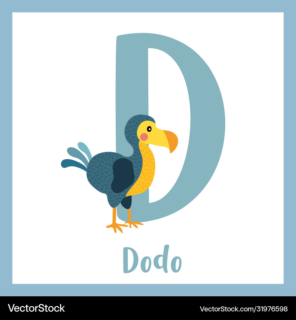 Letter d vocabulary dodo bird Royalty Free Vector Image