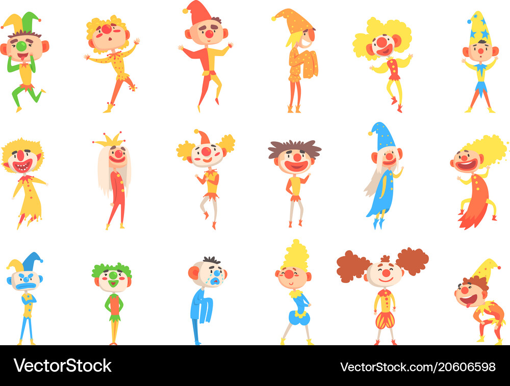 Medieval clowns and fools set childish stylized Vector Image