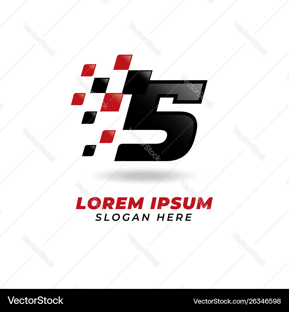 Number five 5 racing icon symbol design Royalty Free Vector