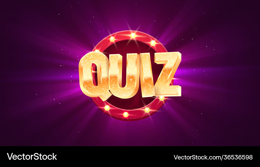 Quiz golden text on retro illuminated board Vector Image