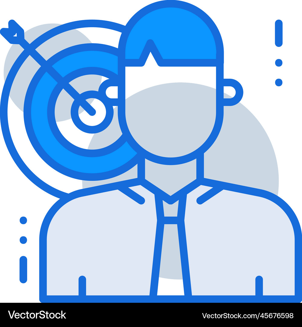 Target business management icon with blue duotone Vector Image