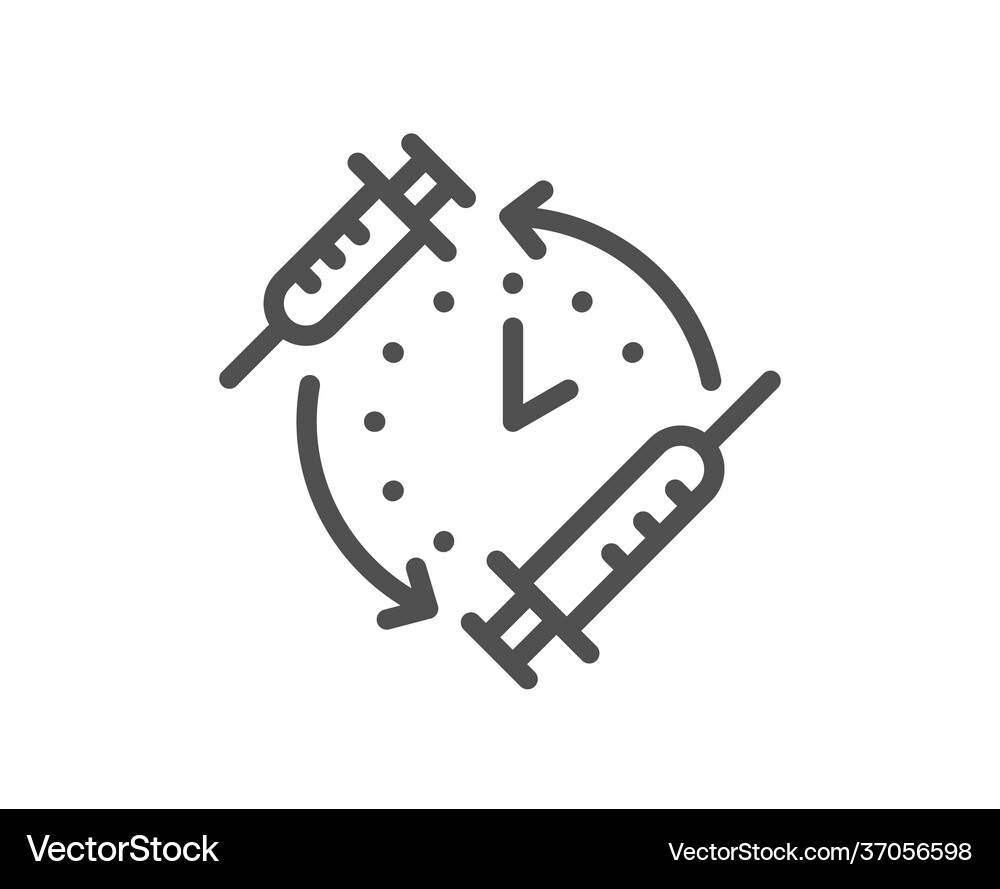 Vaccination schedule line icon vaccine syringe Vector Image