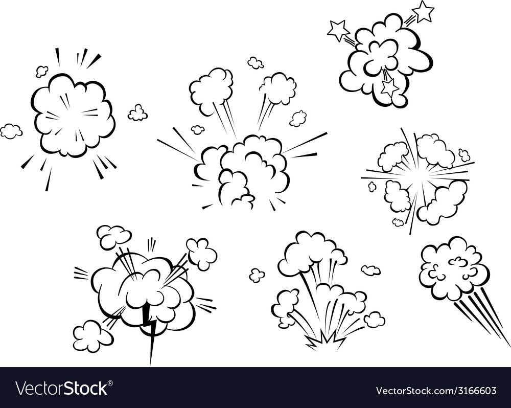 Comic explosions and clouds Royalty Free Vector Image