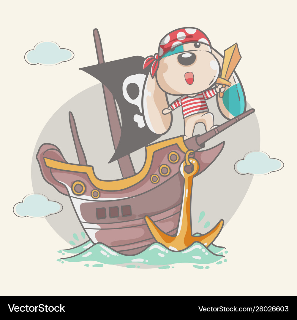 Cute dog little pirate Royalty Free Vector Image