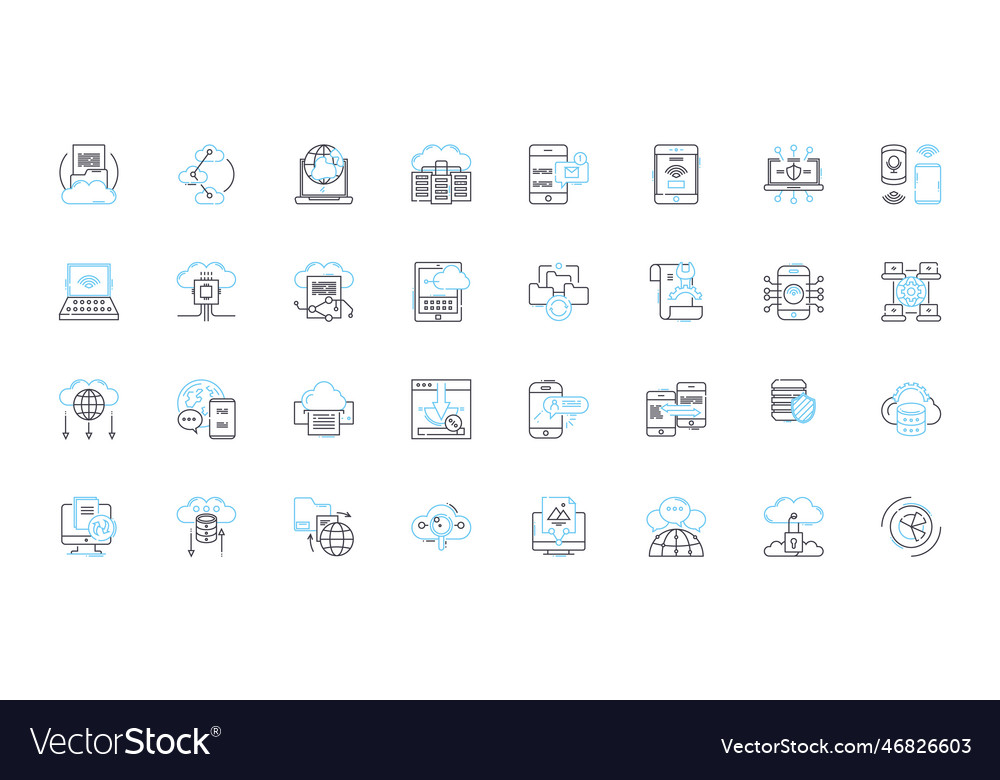 Data analytics linear icons set insight trends Vector Image Data analytics linear icons set insight trends Vector Image