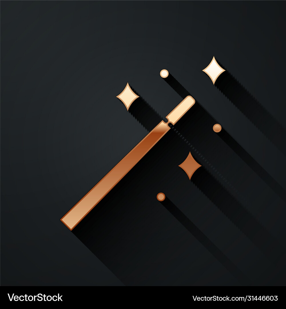 Gold magic wand icon isolated on black background Vector Image