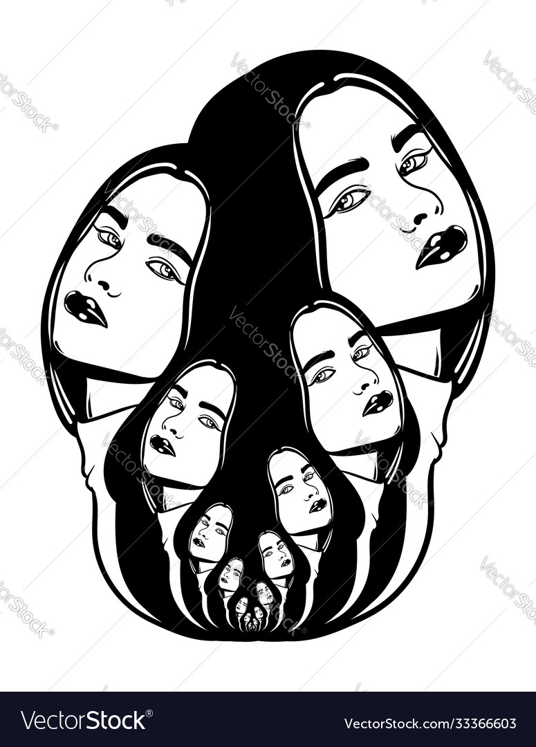 Hand Drawn Beautiful Woman Tattoo Artwork Vector Image