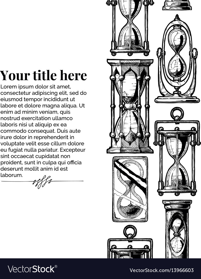 Template with hourglass Royalty Free Vector Image