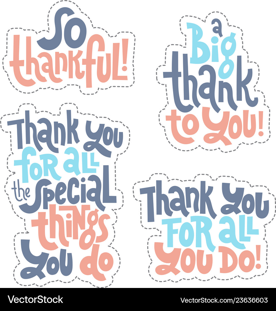 Thank you quotes and stickers Royalty Free Vector Image