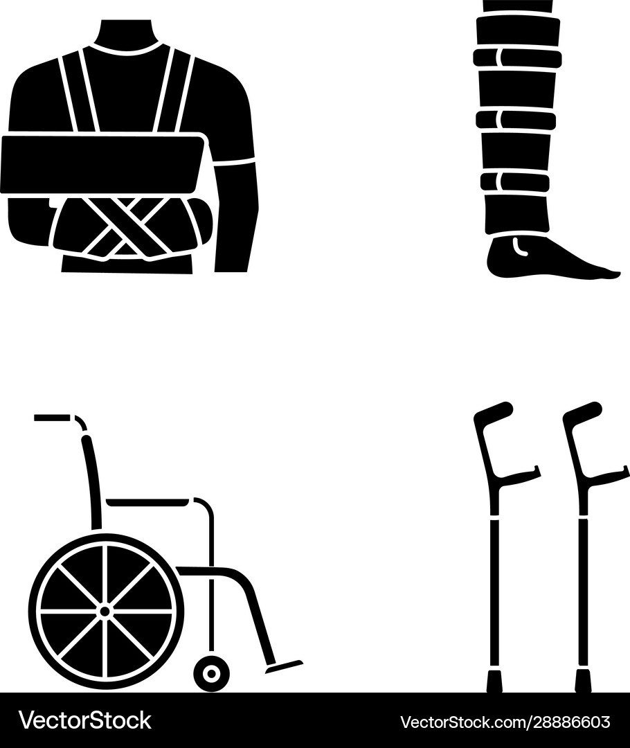 Trauma treatment glyph icons set Royalty Free Vector Image