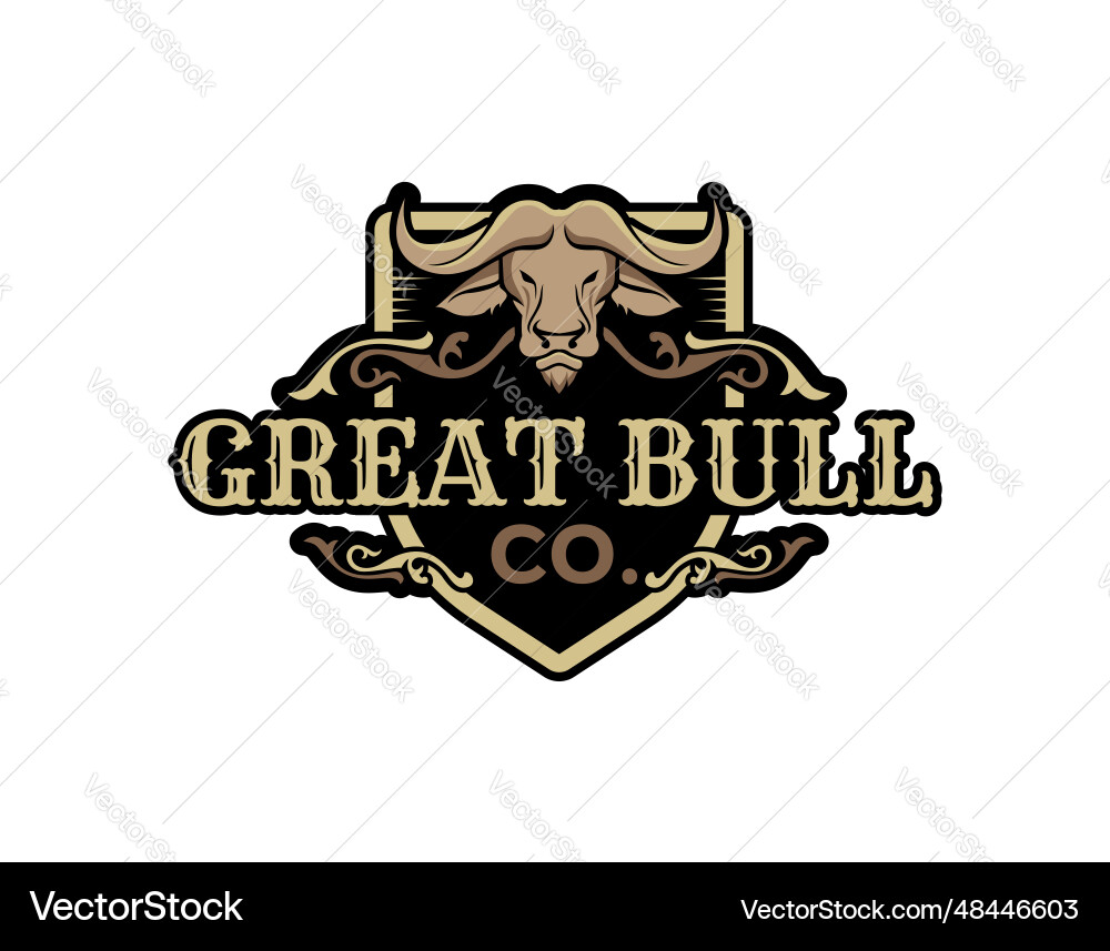 Western bull logo badge design template Royalty Free Vector