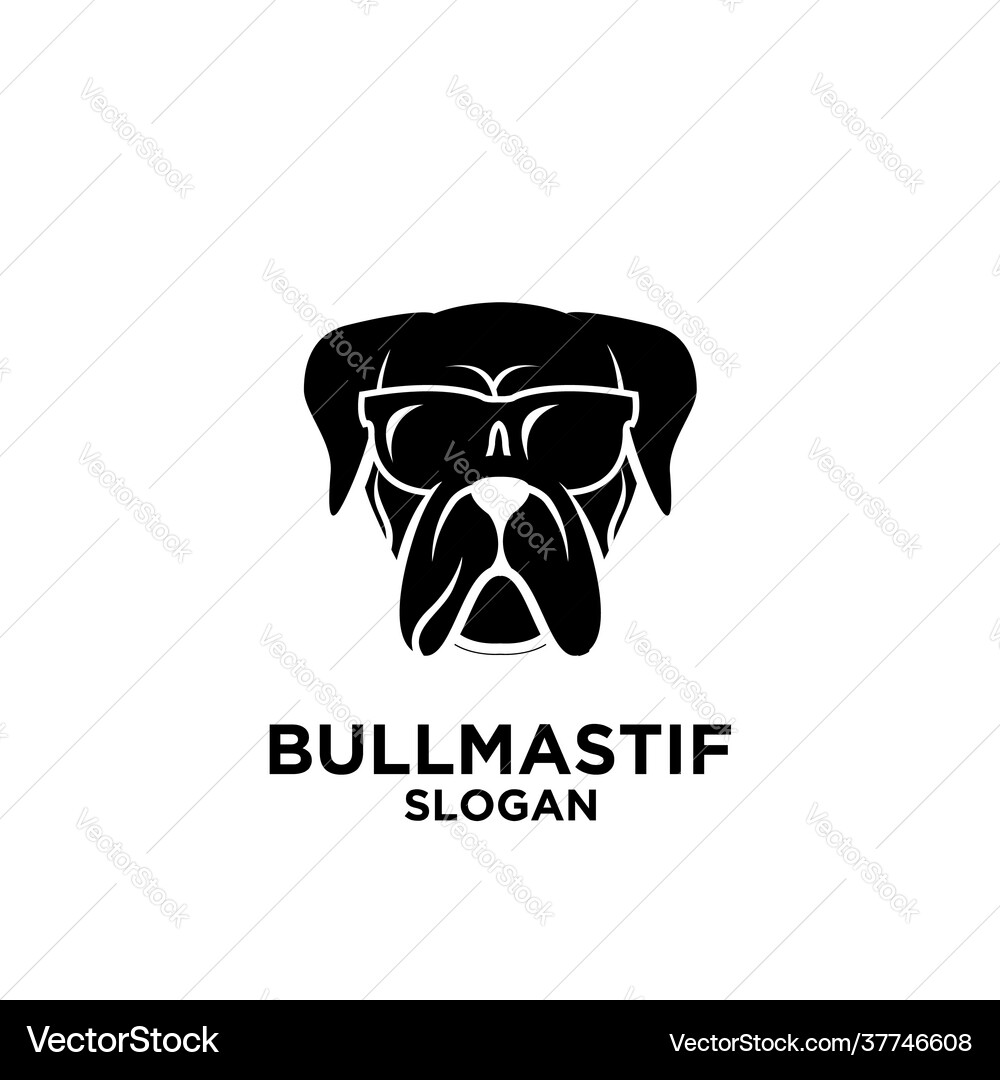 Bull mastiff head dog logo design Royalty Free Vector Image