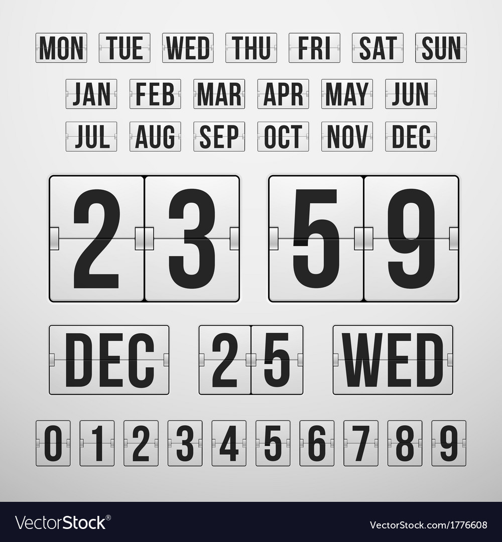 Countdown Timer And Date Calendar Scoreboard Vector Image