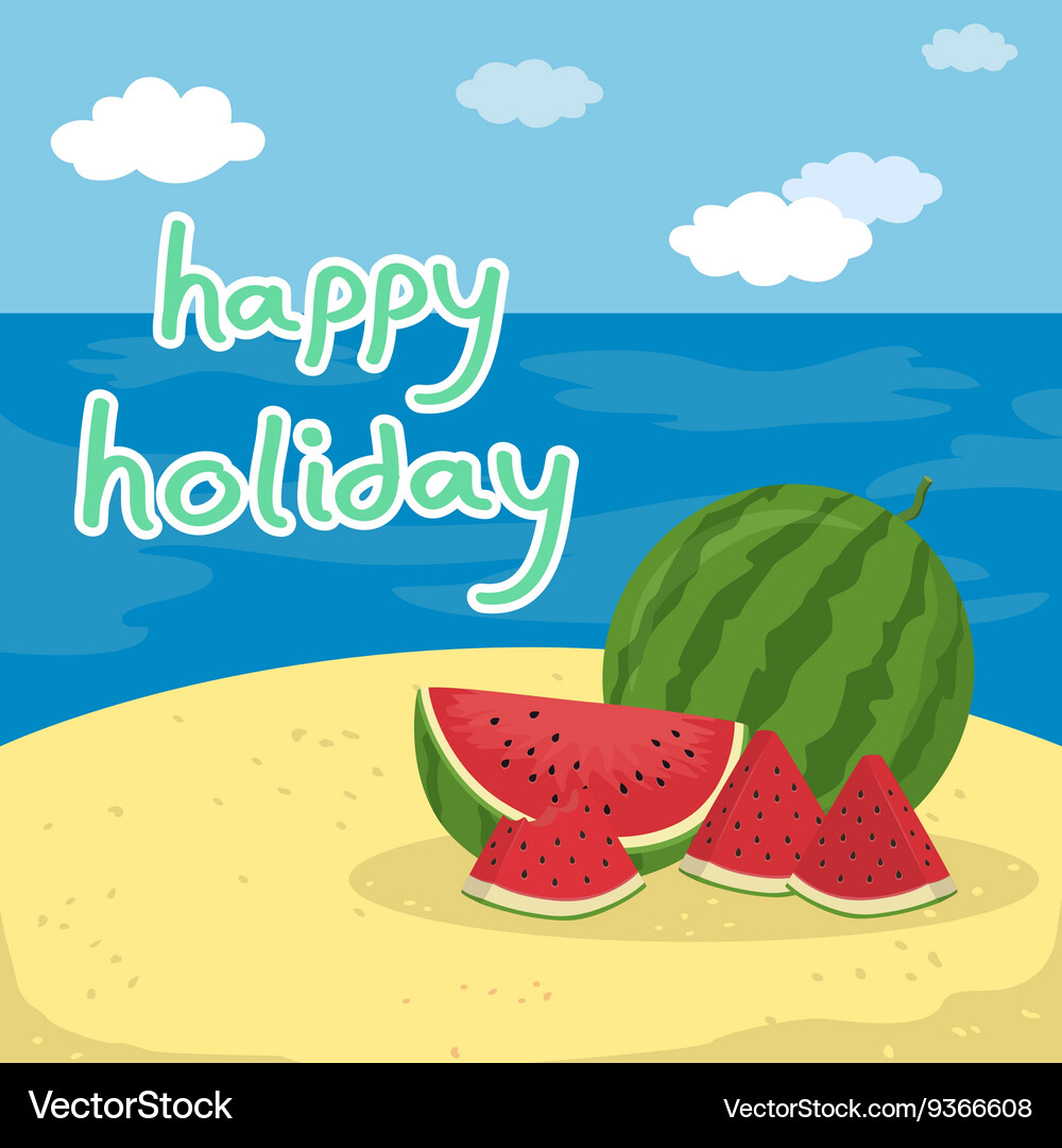 Happy holiday watermelon at the beach Royalty Free Vector