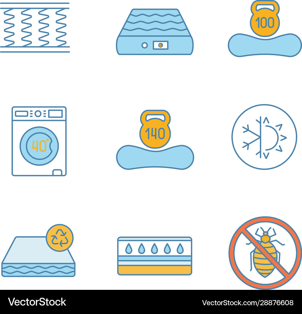 Mattress color icons set Royalty Free Vector Image