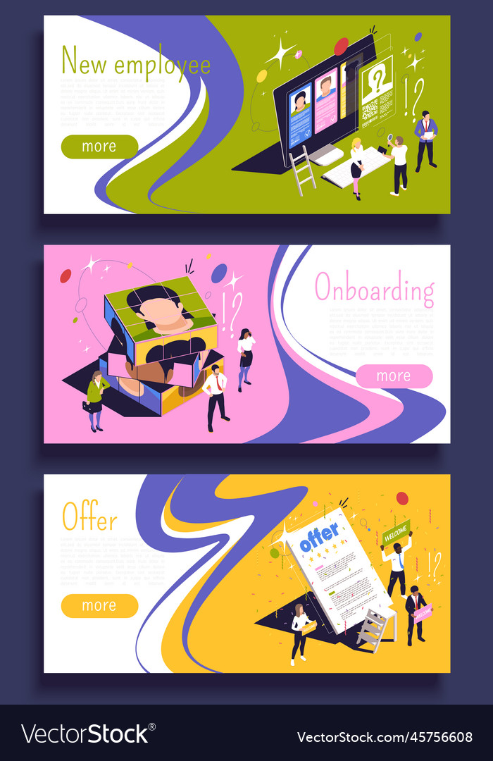 Onboarding isometric banners set Royalty Free Vector Image