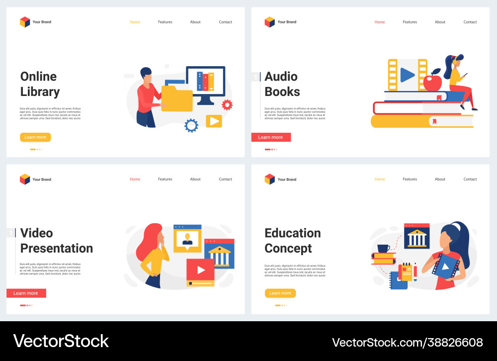 Online education audio video books presentation Vector Image