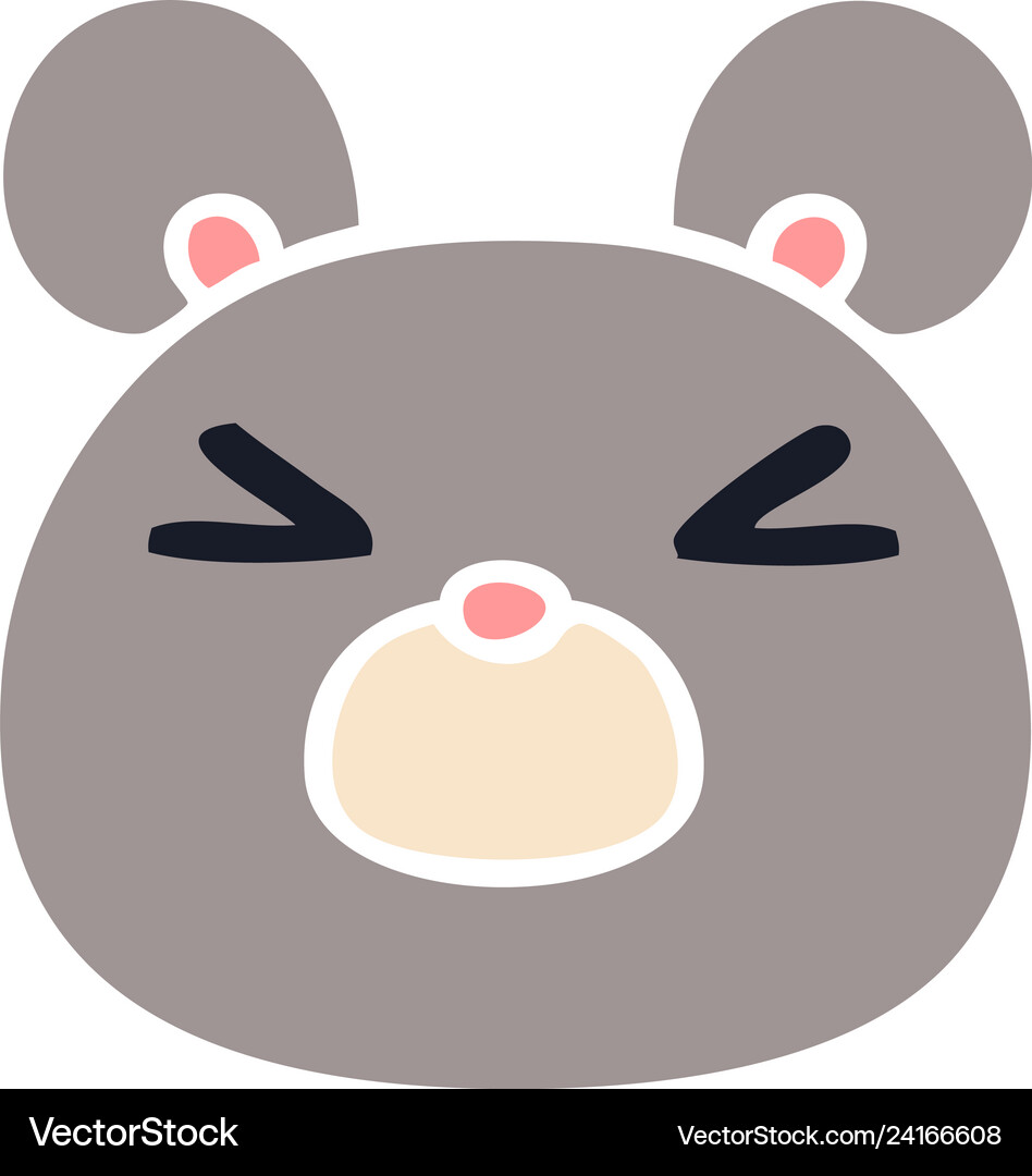 Quirky hand drawn cartoon mouse face Royalty Free Vector