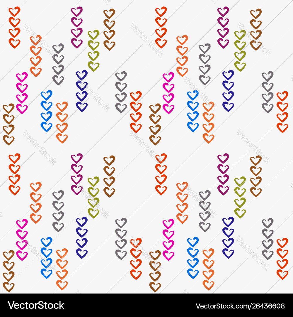 Seamless pattern chains hearts from brush Vector Image