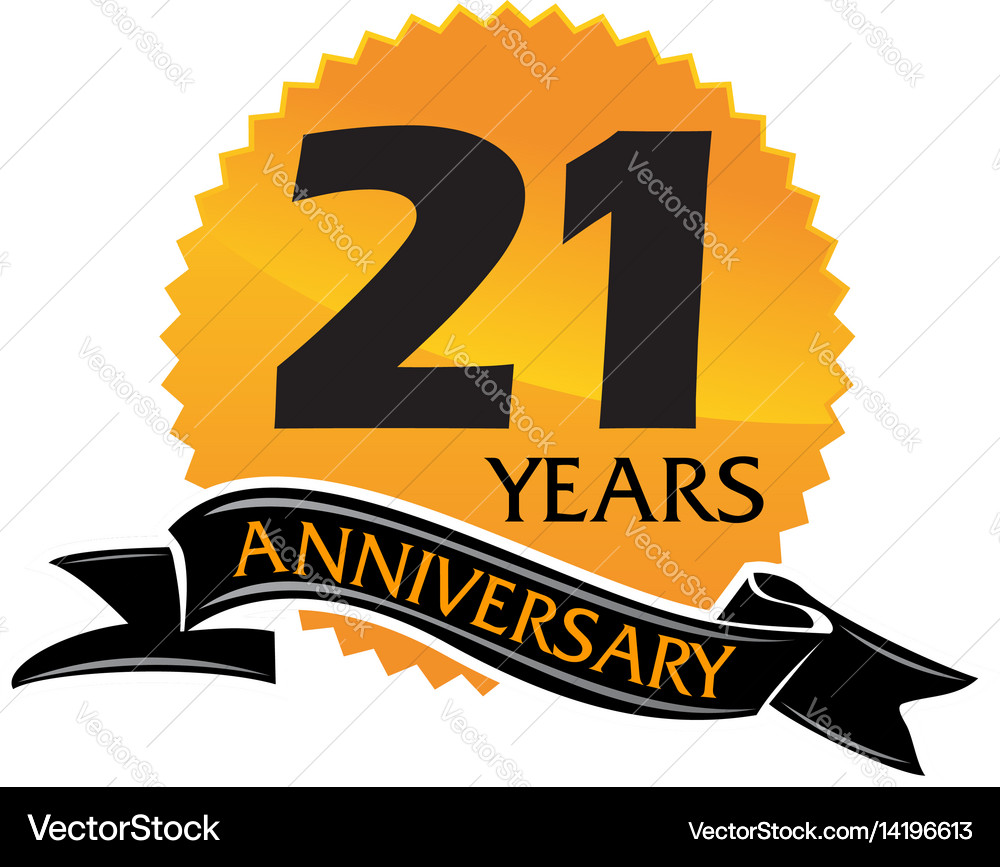 21 years ribbon anniversary Royalty Free Vector Image