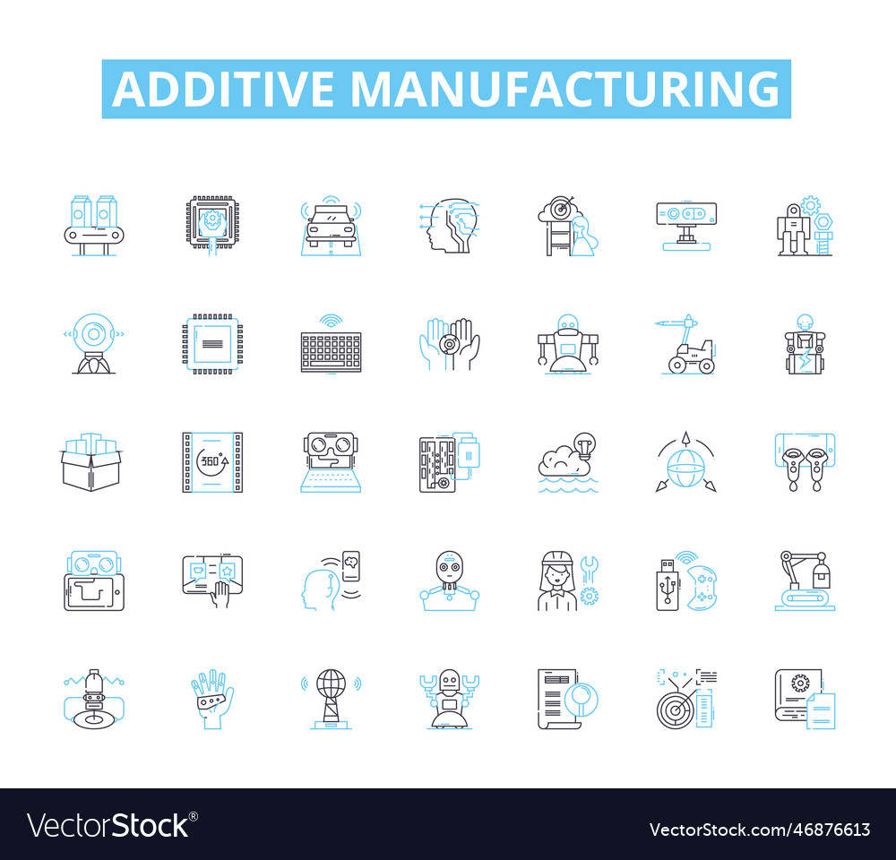Additive Manufacturing Linear Icons Set D Vector Image