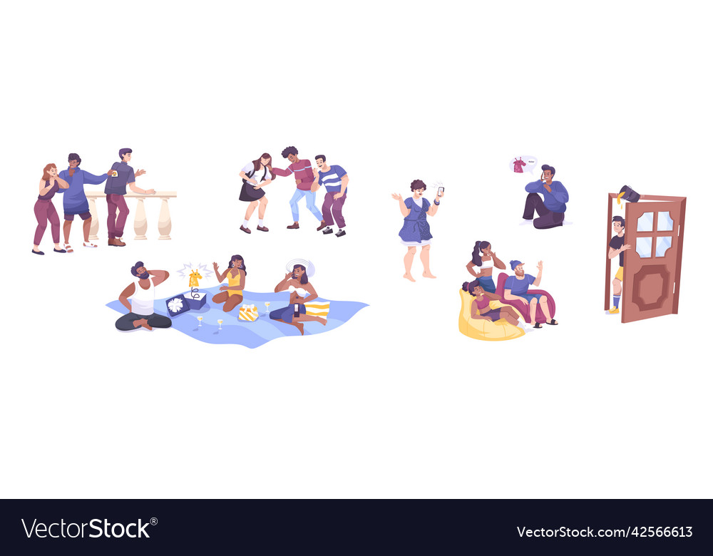 All fools flat composition Royalty Free Vector Image