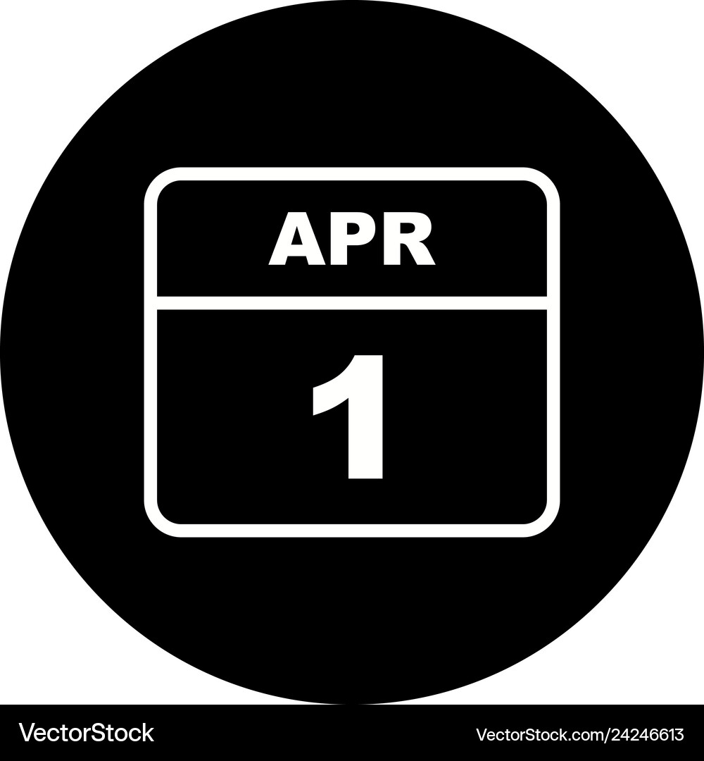 April 1st date on a single day calendar Royalty Free Vector
