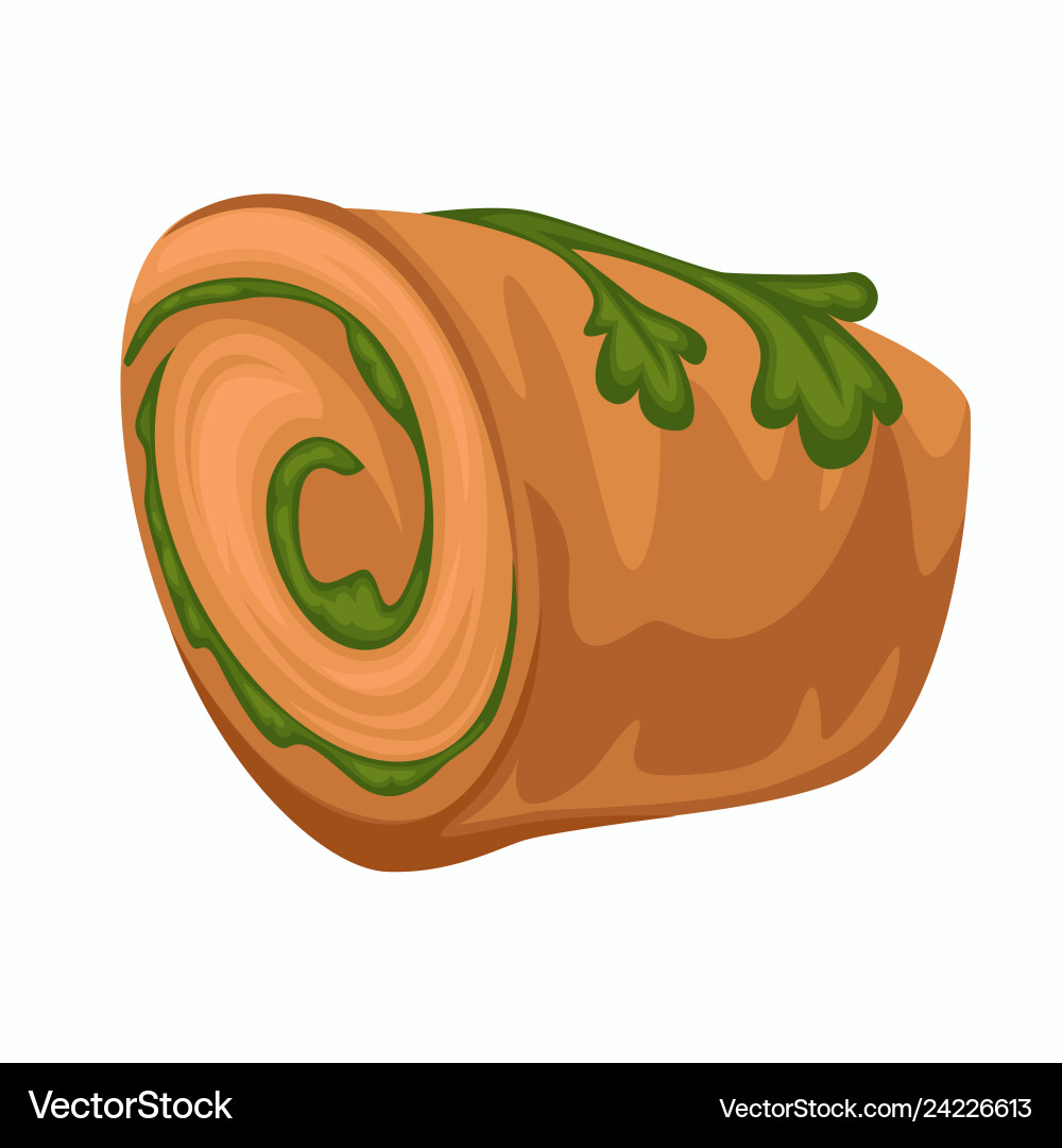 Chicken roll with arugula poultry meat isolated Vector Image