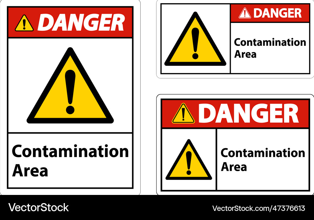 Contamination area danger sign on white background