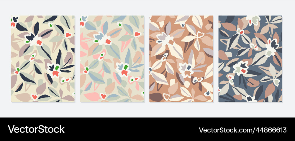 Flower art color ways set Royalty Free Vector Image
