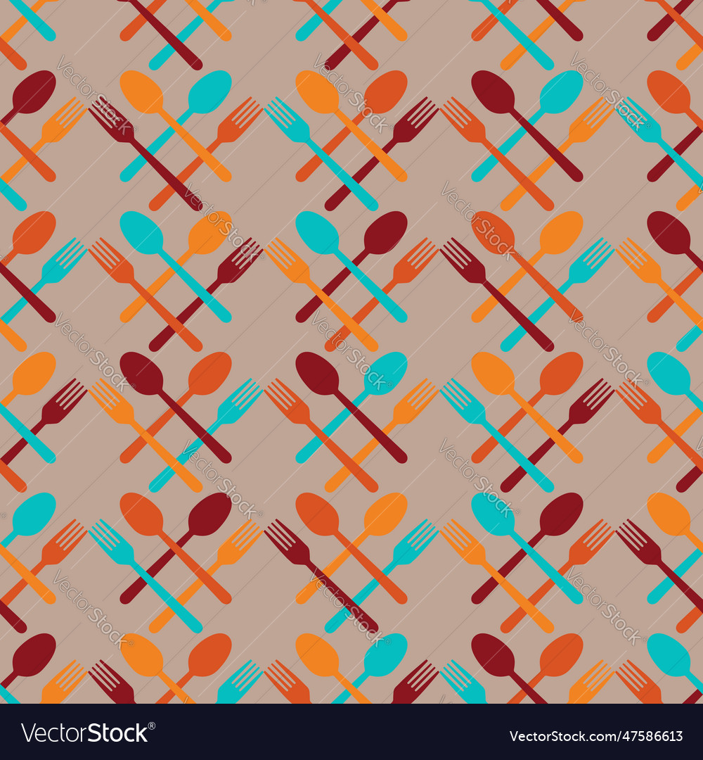 Fork and spoon seamless pattern Royalty Free Vector Image