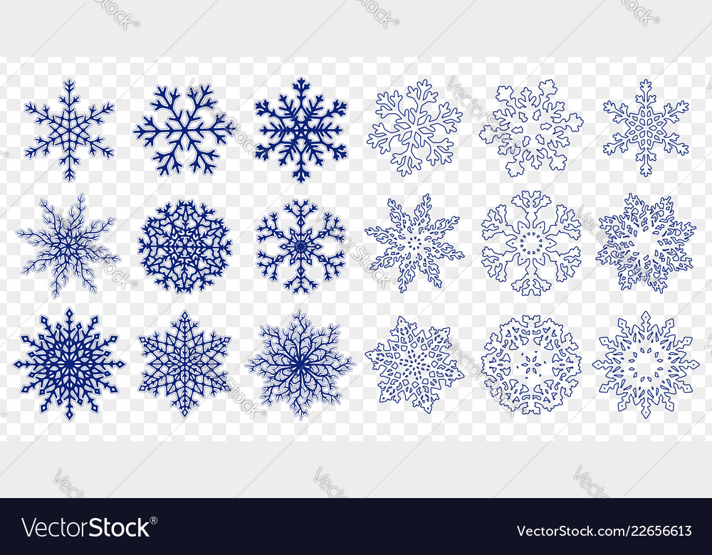 Huge set of blue snowflakes Royalty Free Vector Image