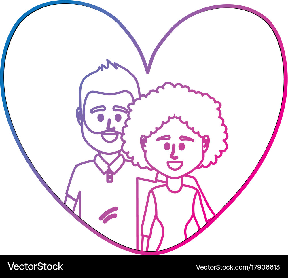 Line couple together inside heart design Vector Image
