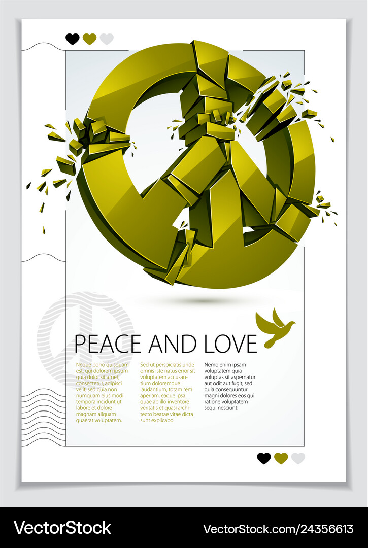 Peace symbol breaking to pieces 3d realistic Vector Image